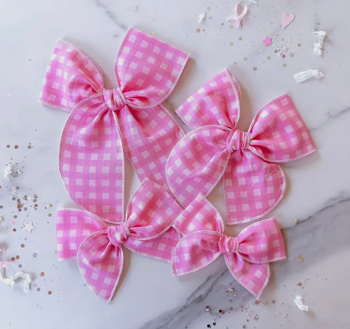 Pink Gingham Hand-Tied Bow-3 Styles – By the Grace of Bows